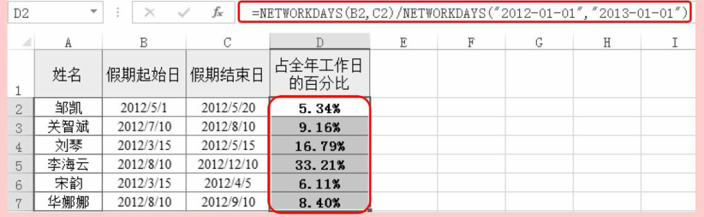 Excel时间日期函数networkdaysnetworkdaysintl用法和实例教程 天天办公网