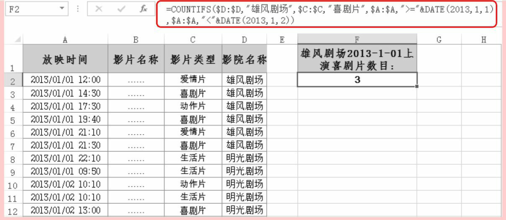 Excel统计函数countifs用法和实例教程 天天办公网