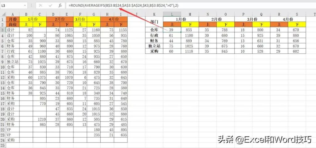 Excel中averageifs函数的使用方法(averageifs函数基础语法及实例) 天天办公网