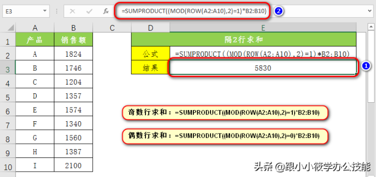 Excel怎么跳行求和(excel隔几行求和公式) 天天办公网