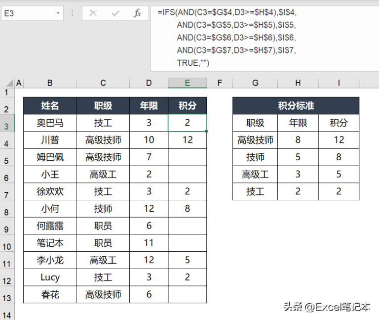 Excel函数ifs的使用方法(excel函数if和ifs的区别详解) 天天办公网